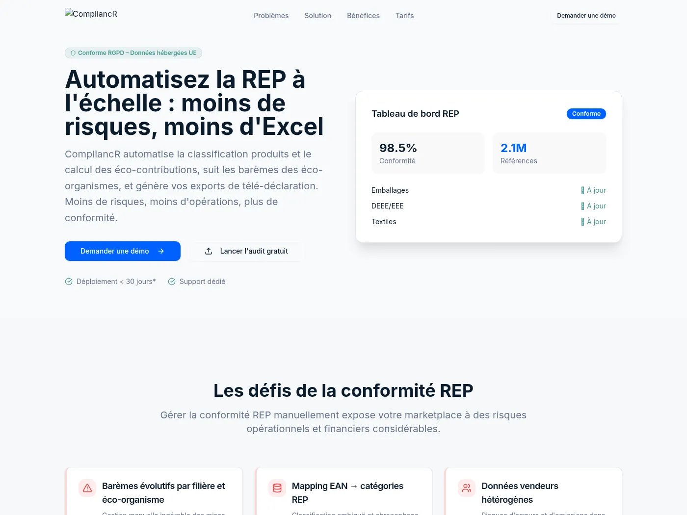 CompliancR B2B Marketplace REP Compliance Landing Page