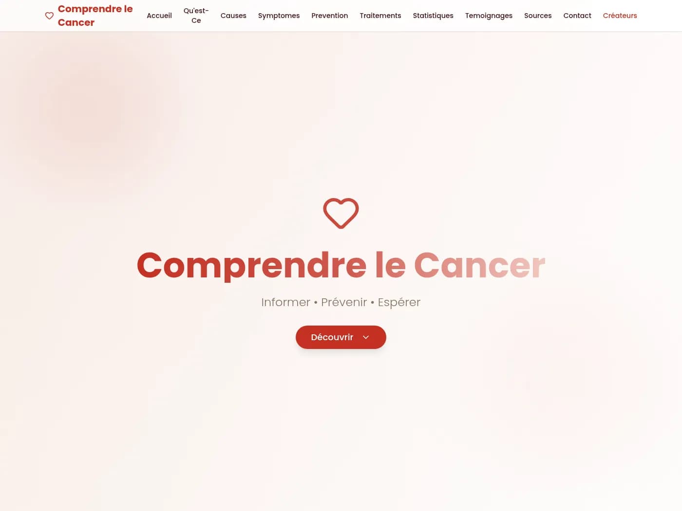 Comprendre le Cancer – Site Web Éducatif et Immersif sur le Cancer en Français