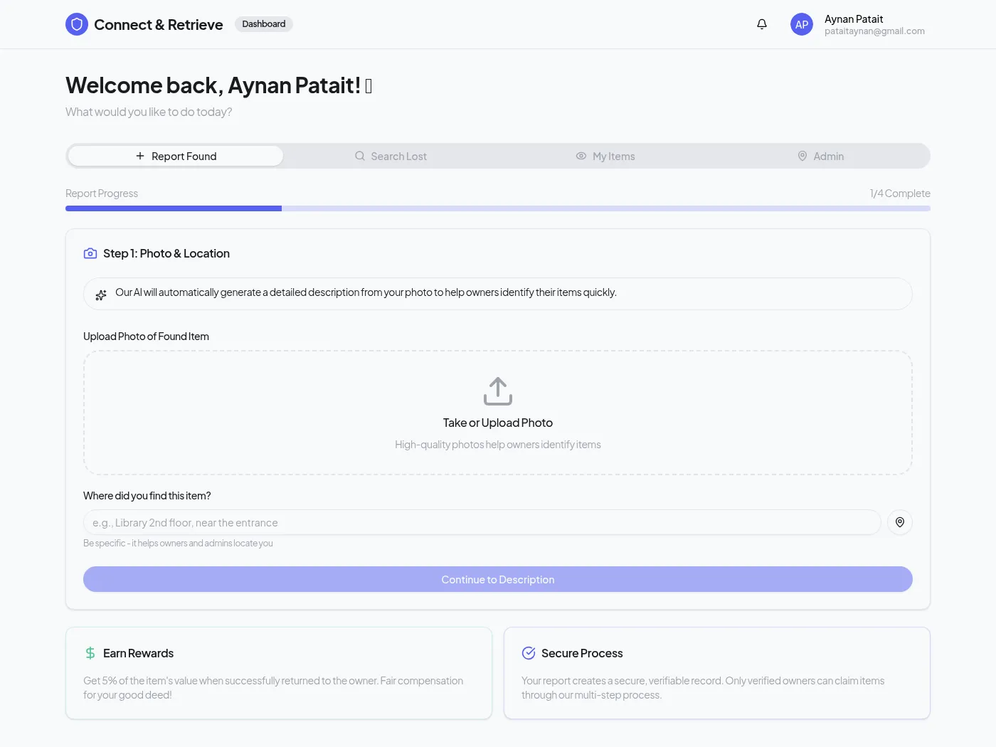 Connect & Retrieve - Incentivized Lost & Found Platform