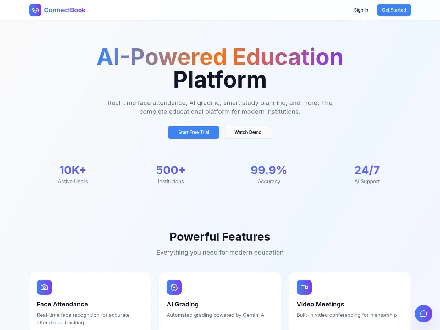 ConnectBook: AI-Powered Educational Web Platform with Real-Time Face Attendance, Grading, and Emergency Detection