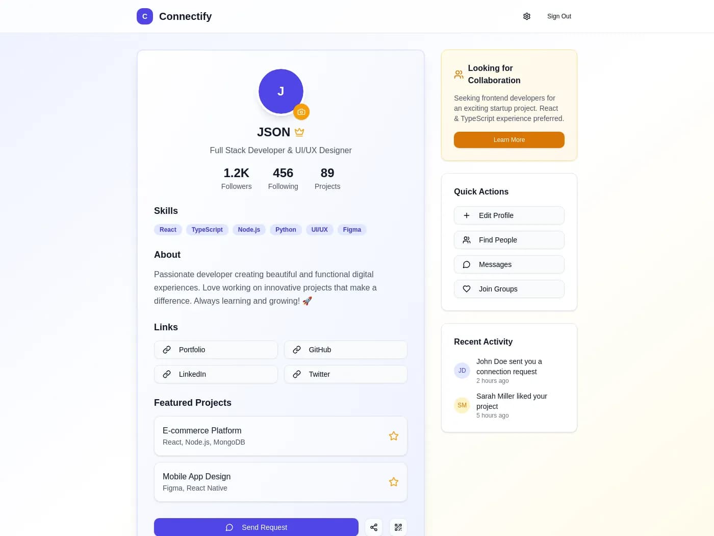 Connectify: Personalized Social Profile & Networking Platform
