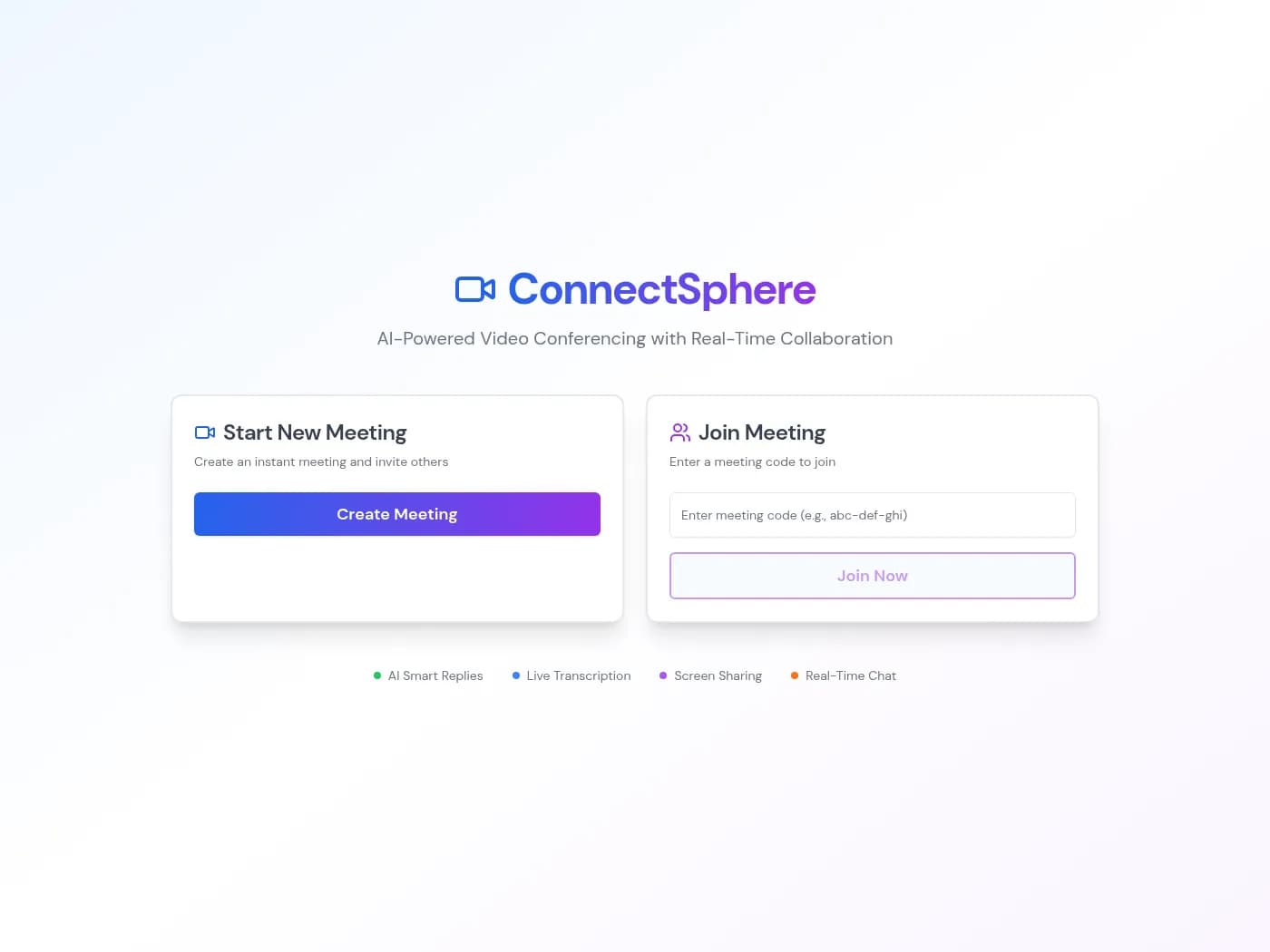 ConnectSphere - AI-Powered Video Conferencing Platform with Real-Time Collaboration
