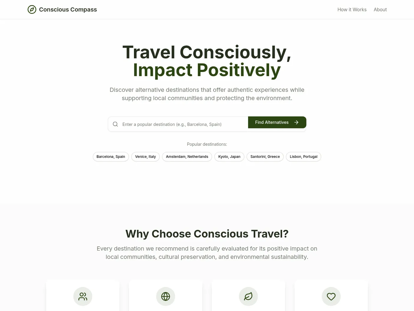 Conscious Compass: Sustainable Destination Finder