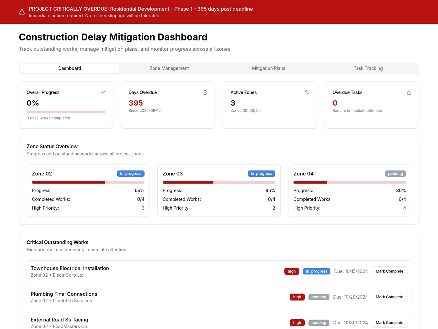 Construction Project Delay Tracker & Mitigation Planner