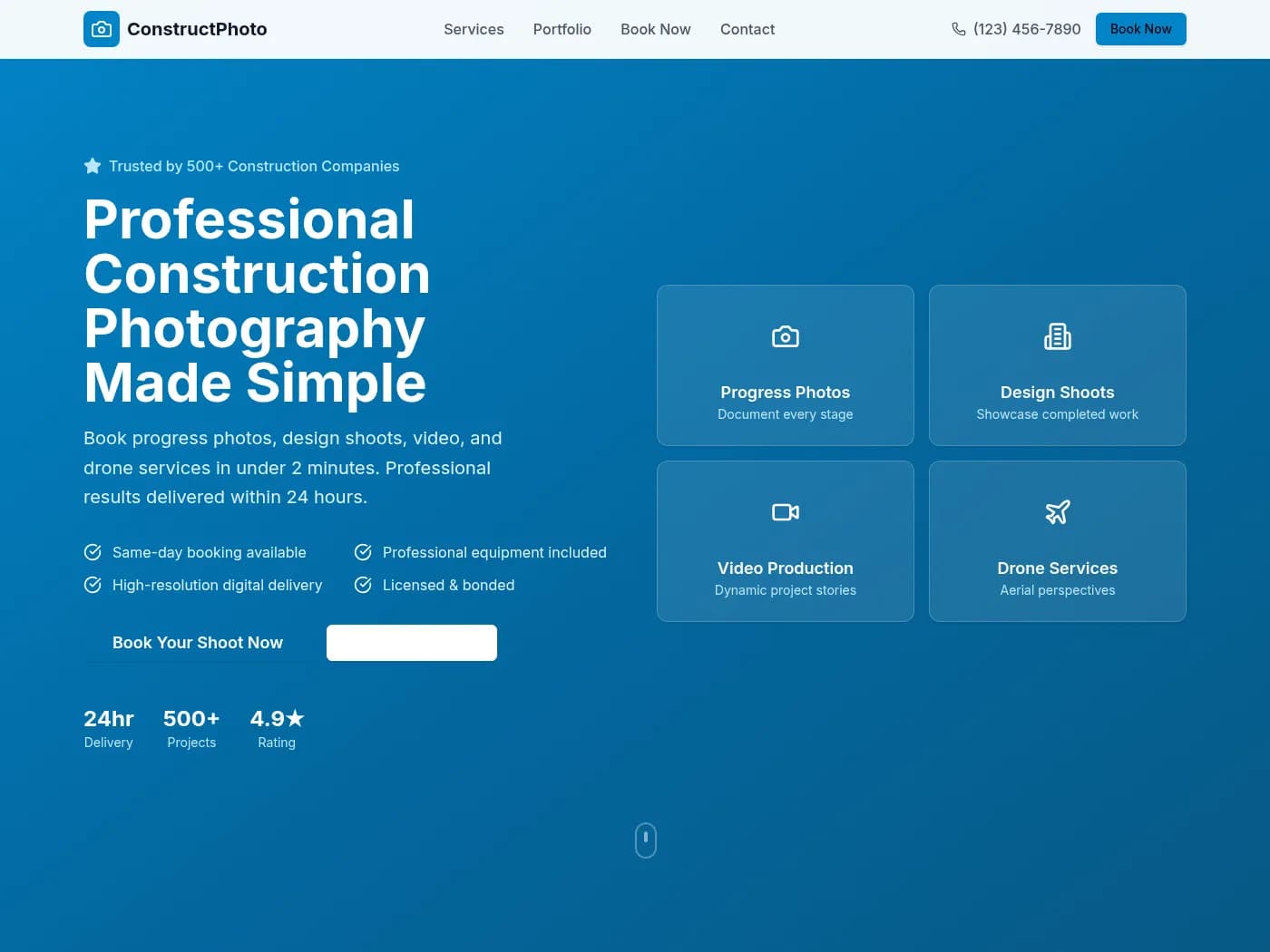Construction Photography Booking Platform