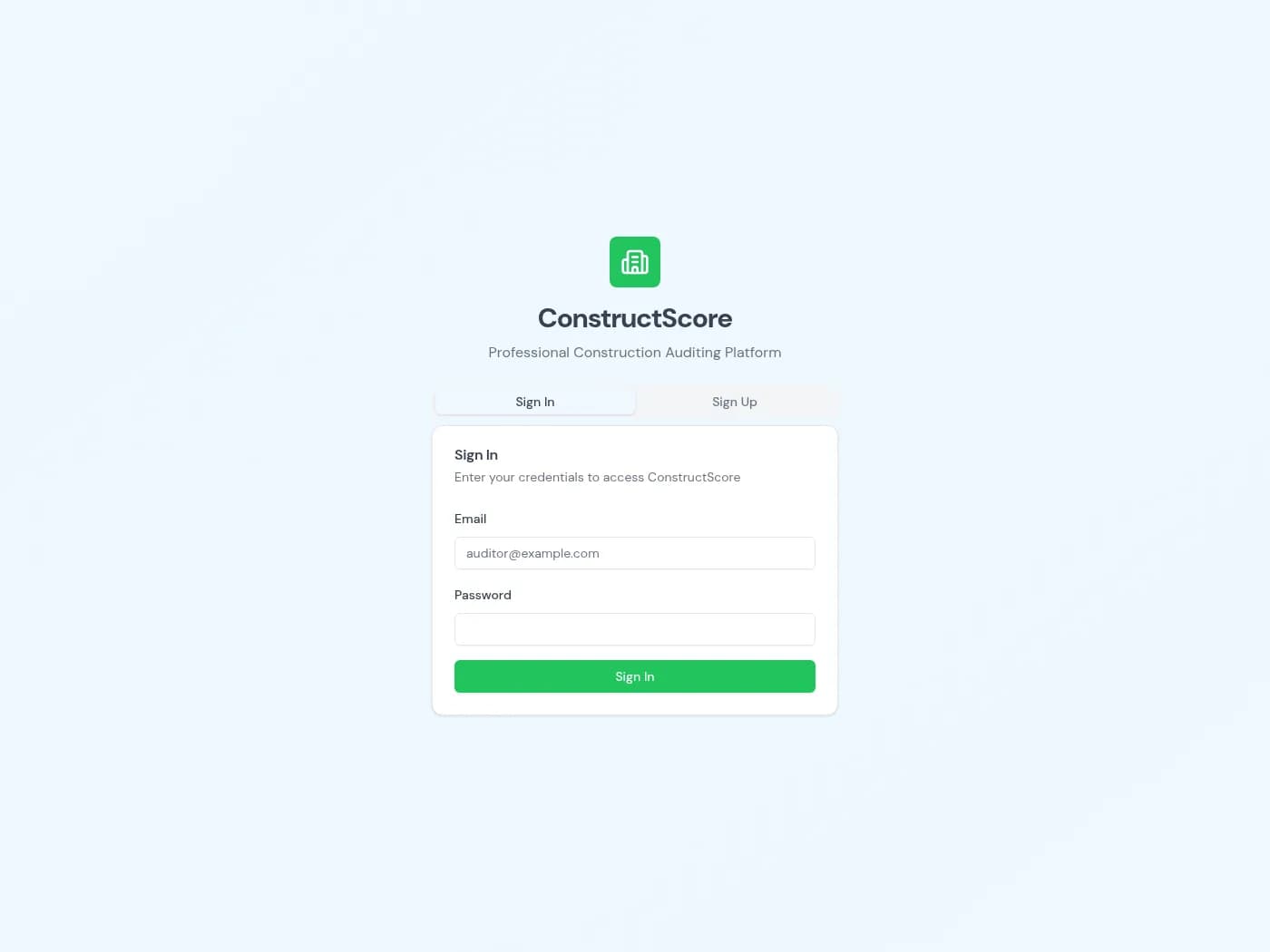 ConstructScore Auditor Web App