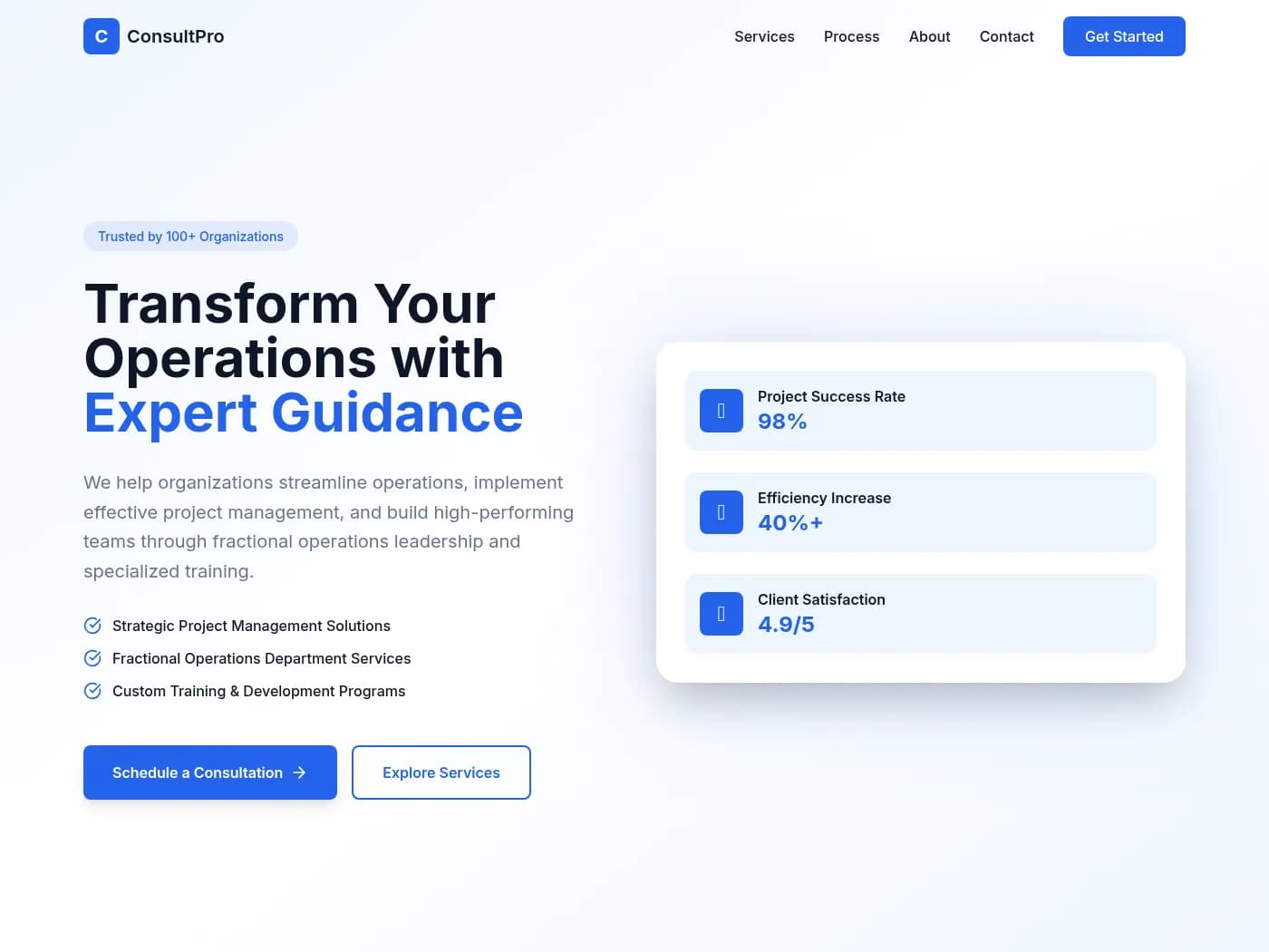 Consultancy Services Platform for Project Management and Fractional Ops