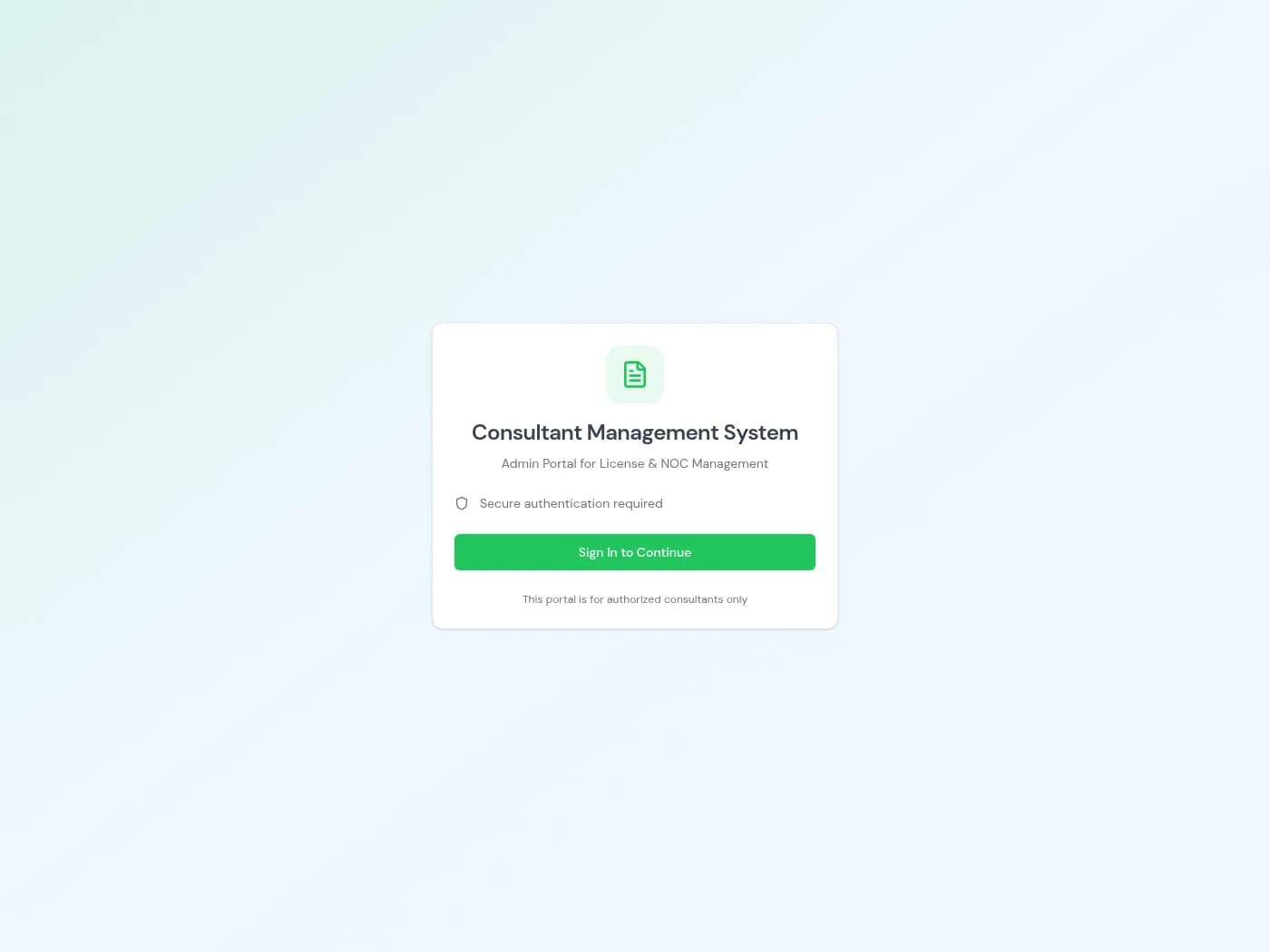 Consultant Management System Admin Portal