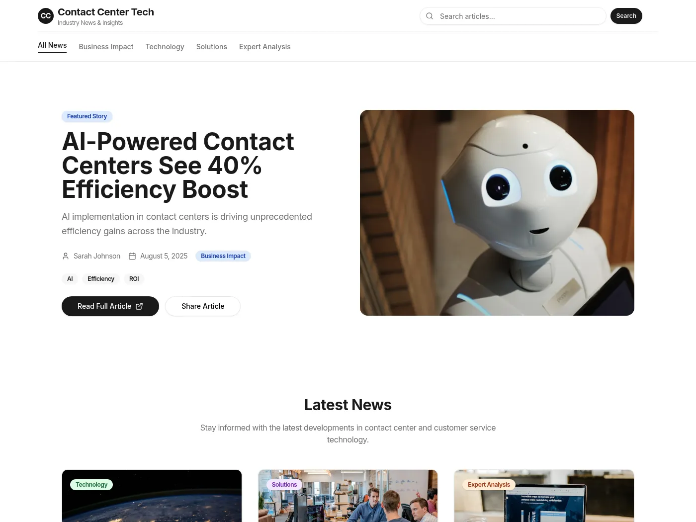Contact Center & Customer Service Tech News Aggregator