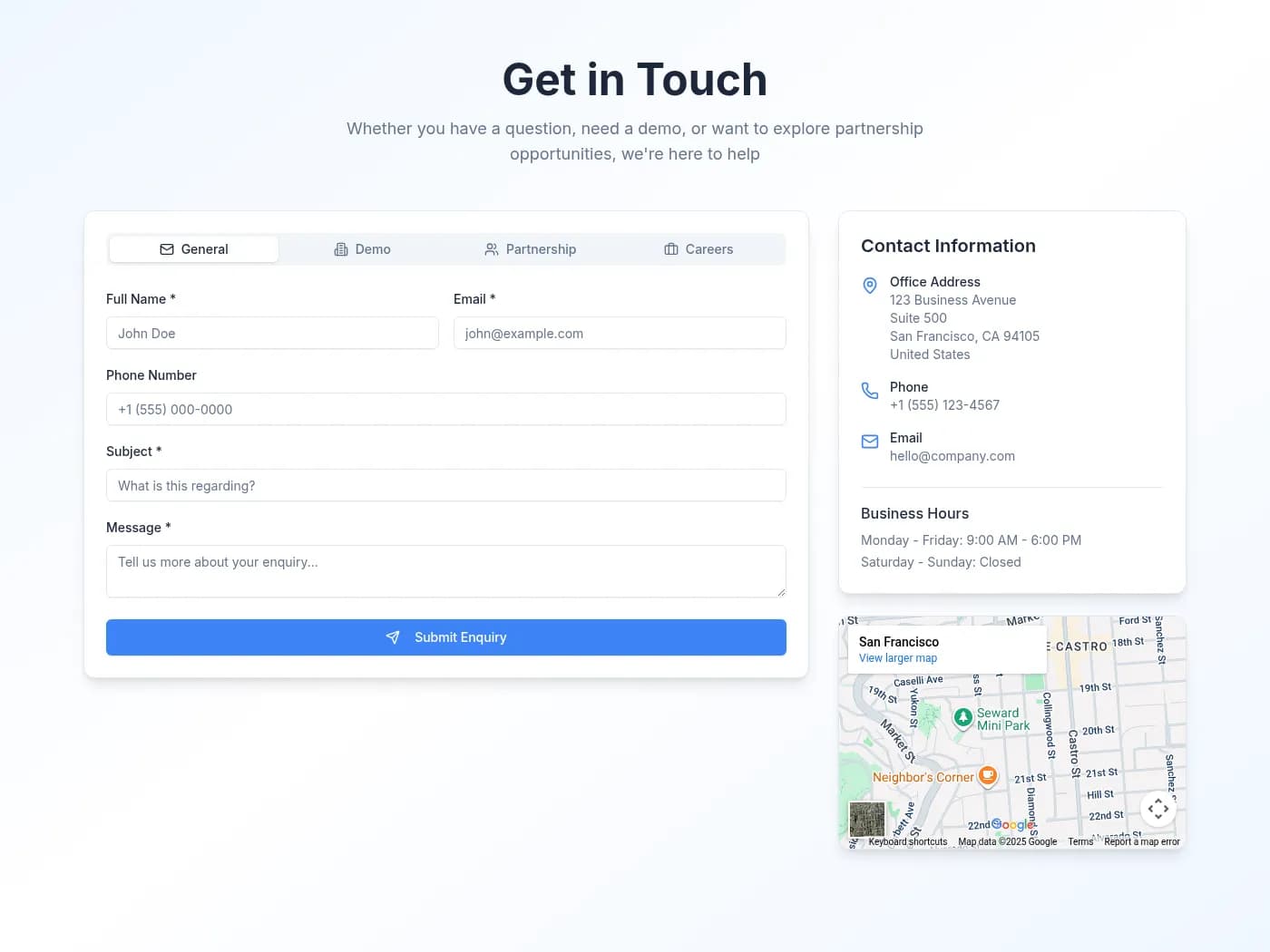 Unified Contact Us & Enquiries Form Suite
