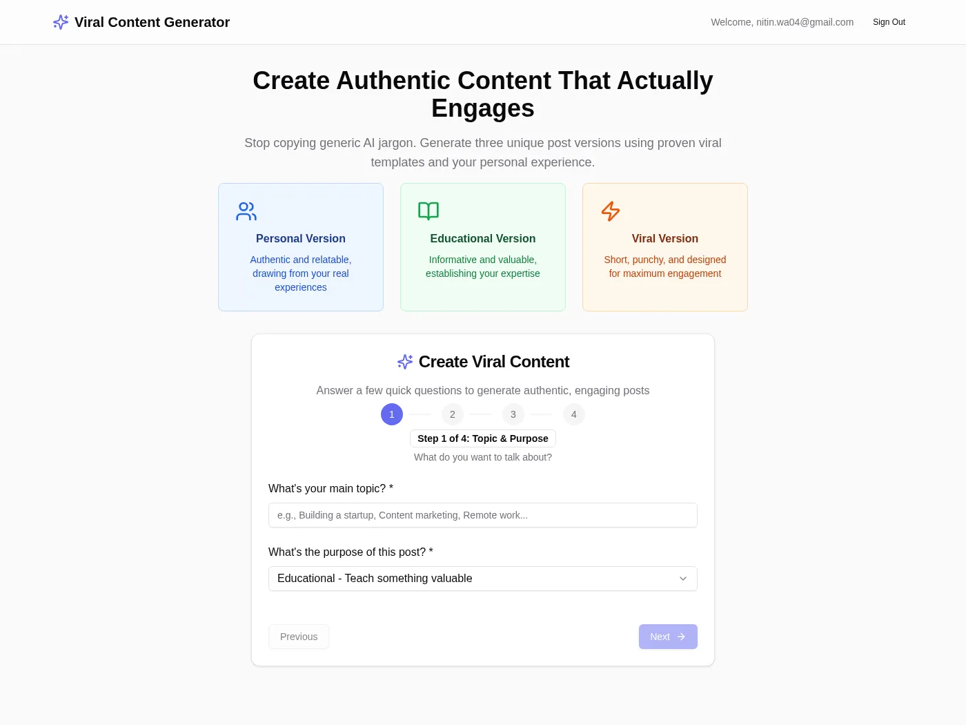 Content Post Generator with Viral Templates