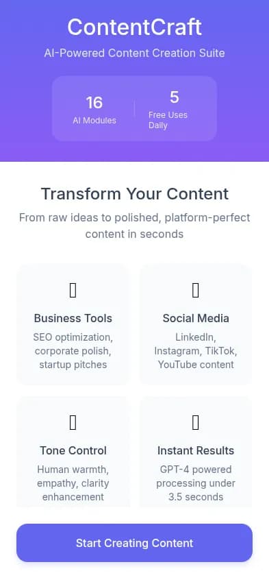 ContentCraft: On-the-Go AI Content Creation & Refinement Suite for Android