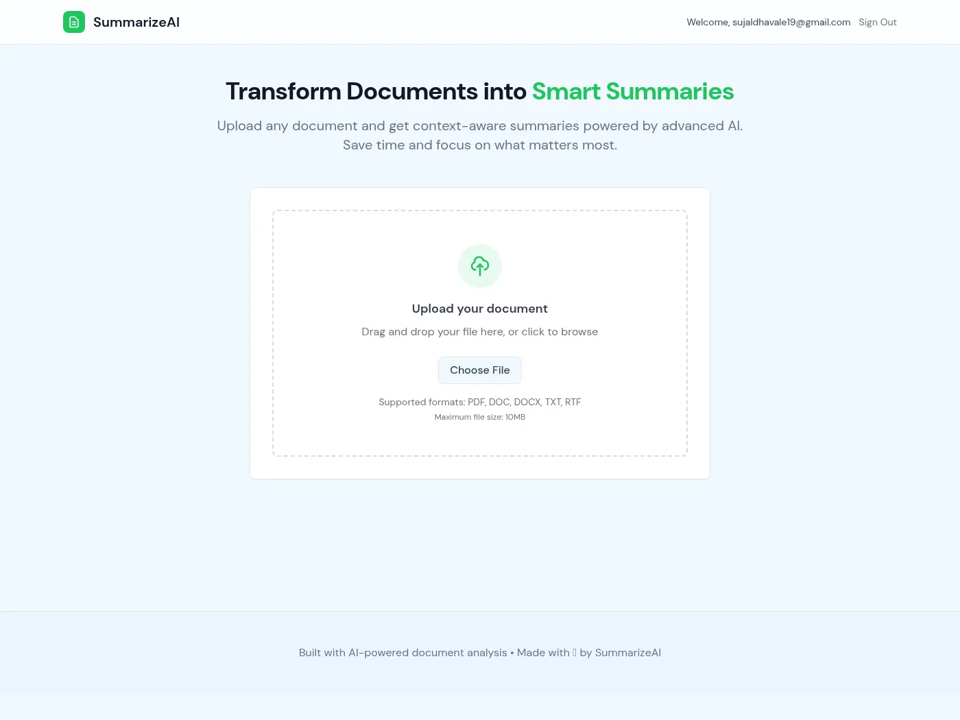 Context-Aware Document Summarization SaaS Platform