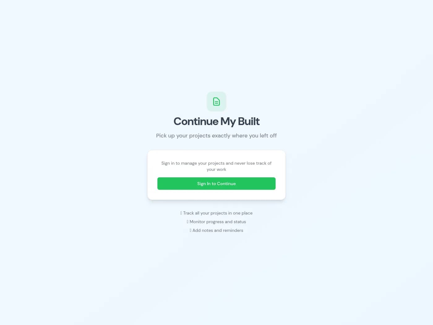 Continue My Built
