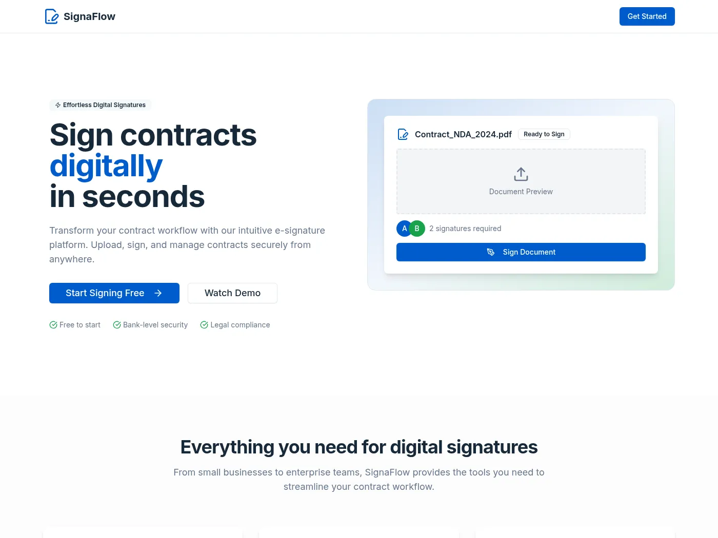 SignaFlow: Effortless Online Contract E-Signature Platform