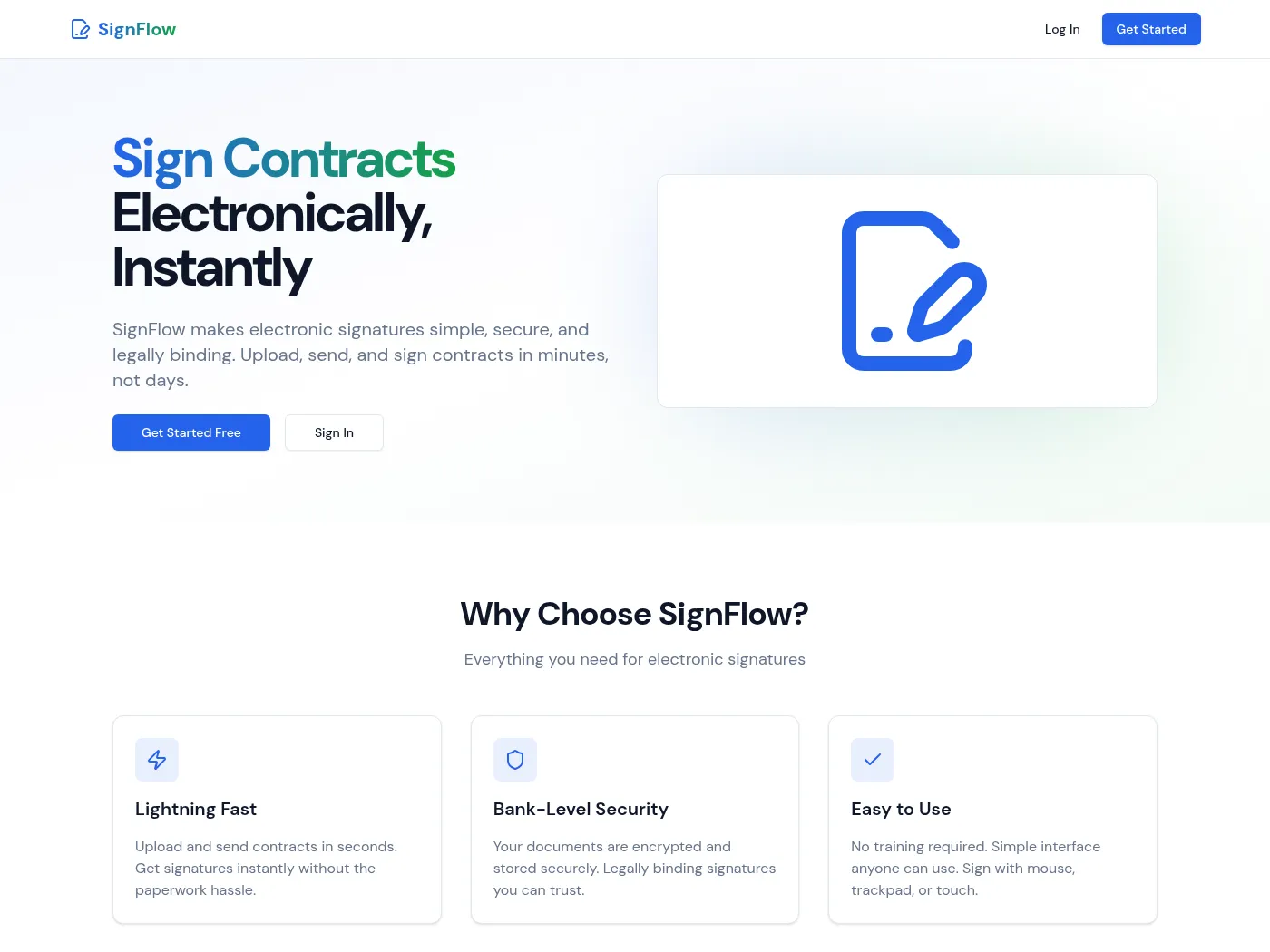 SignFlow: Modern Contract E-Signature Platform
