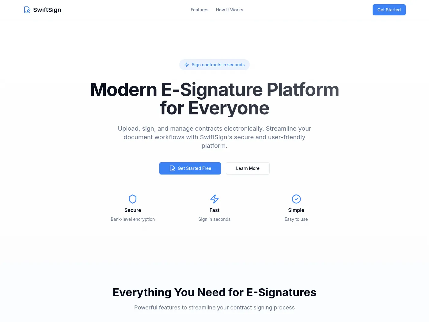 SwiftSign: Modern Contract E-Signature Platform