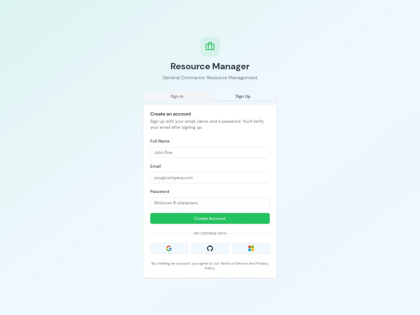 General Contractor Resource Management & Forecasting Tool