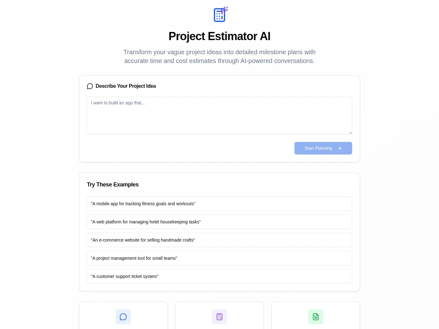 Conversational Project Estimator AI Tool