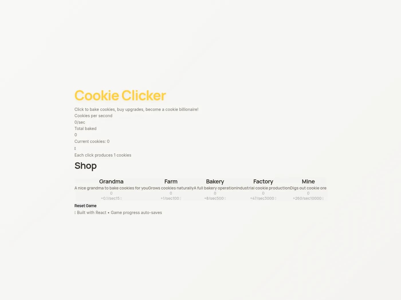 Cookie Clicker Game