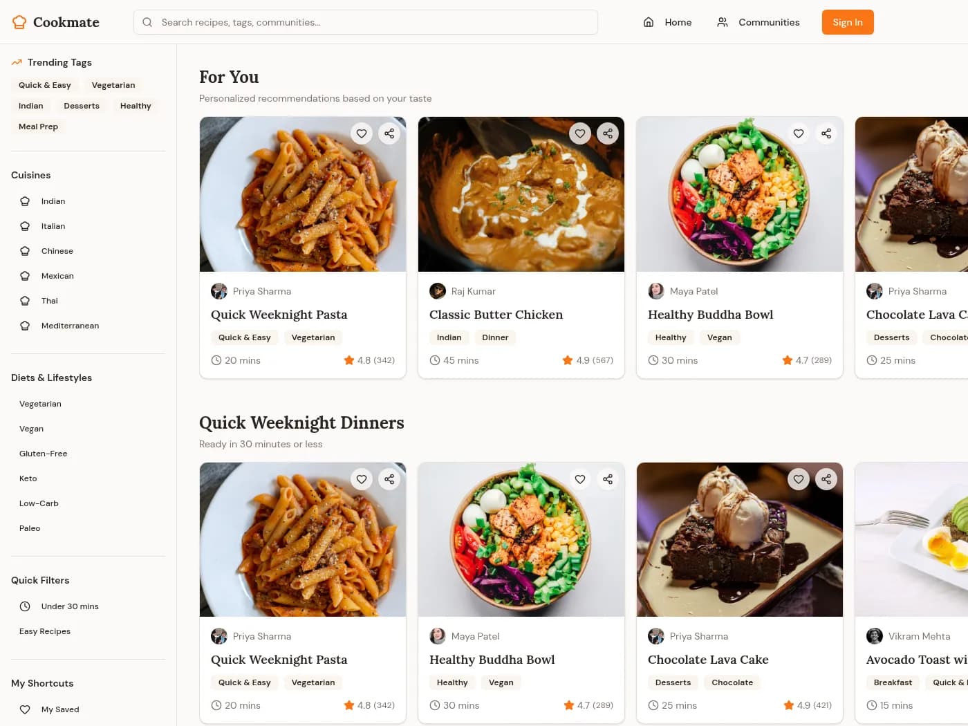 Cookmate: The Social, Friendly Home Cooking Web App