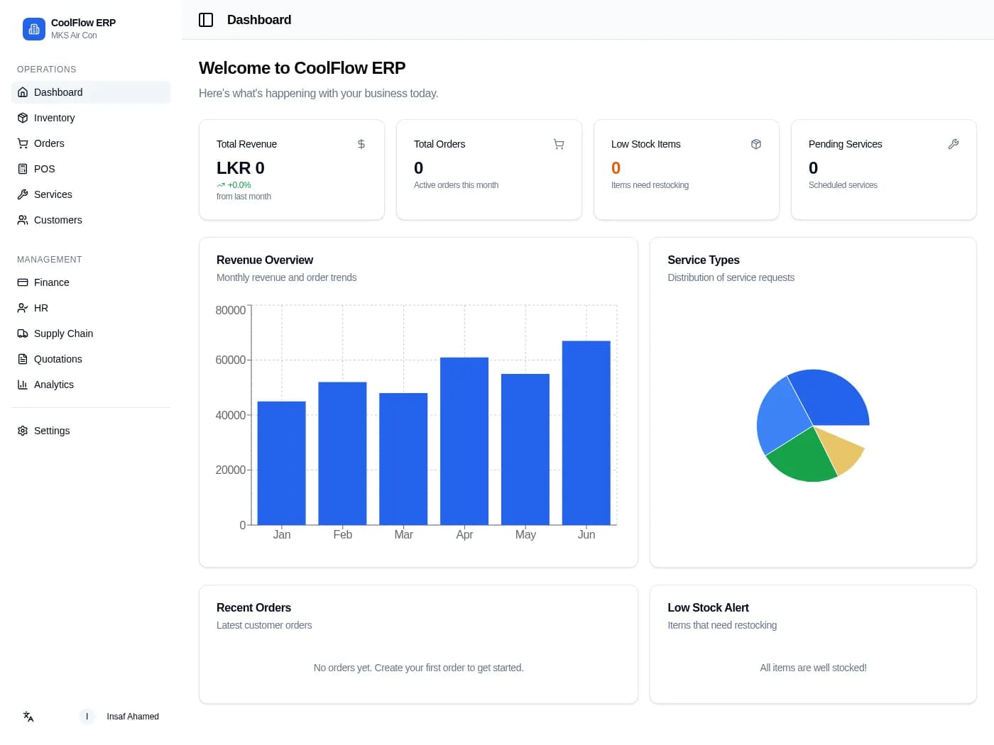 CoolFlow ERP for MKS Air Con Company