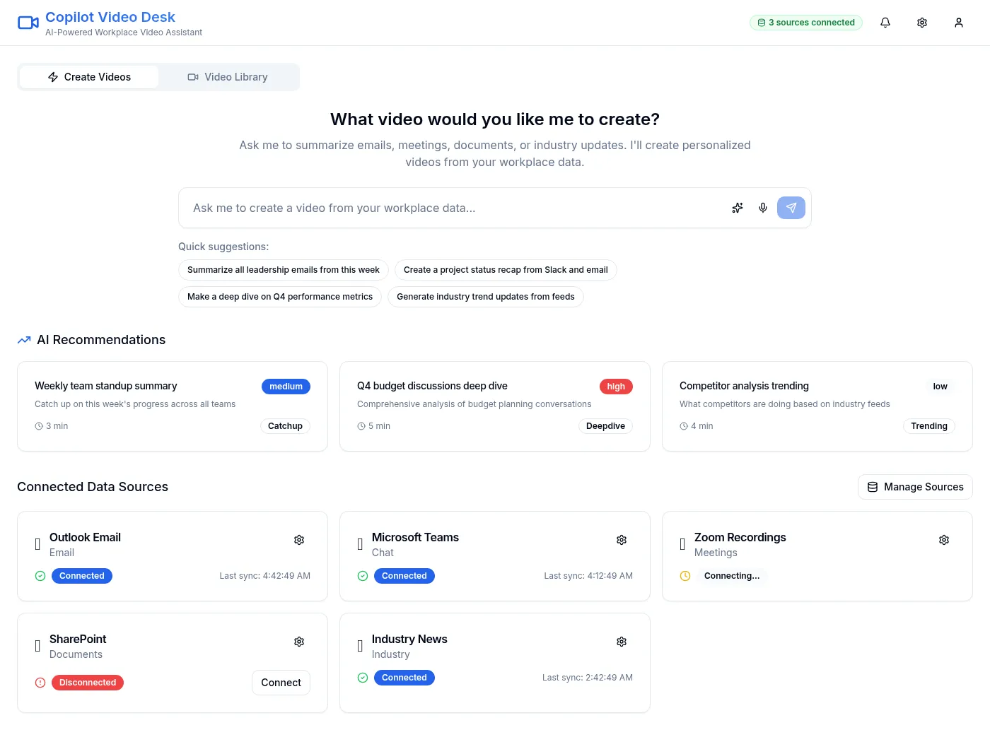 Copilot Video Desk — AI-powered Workplace Video Synthesis Assistant