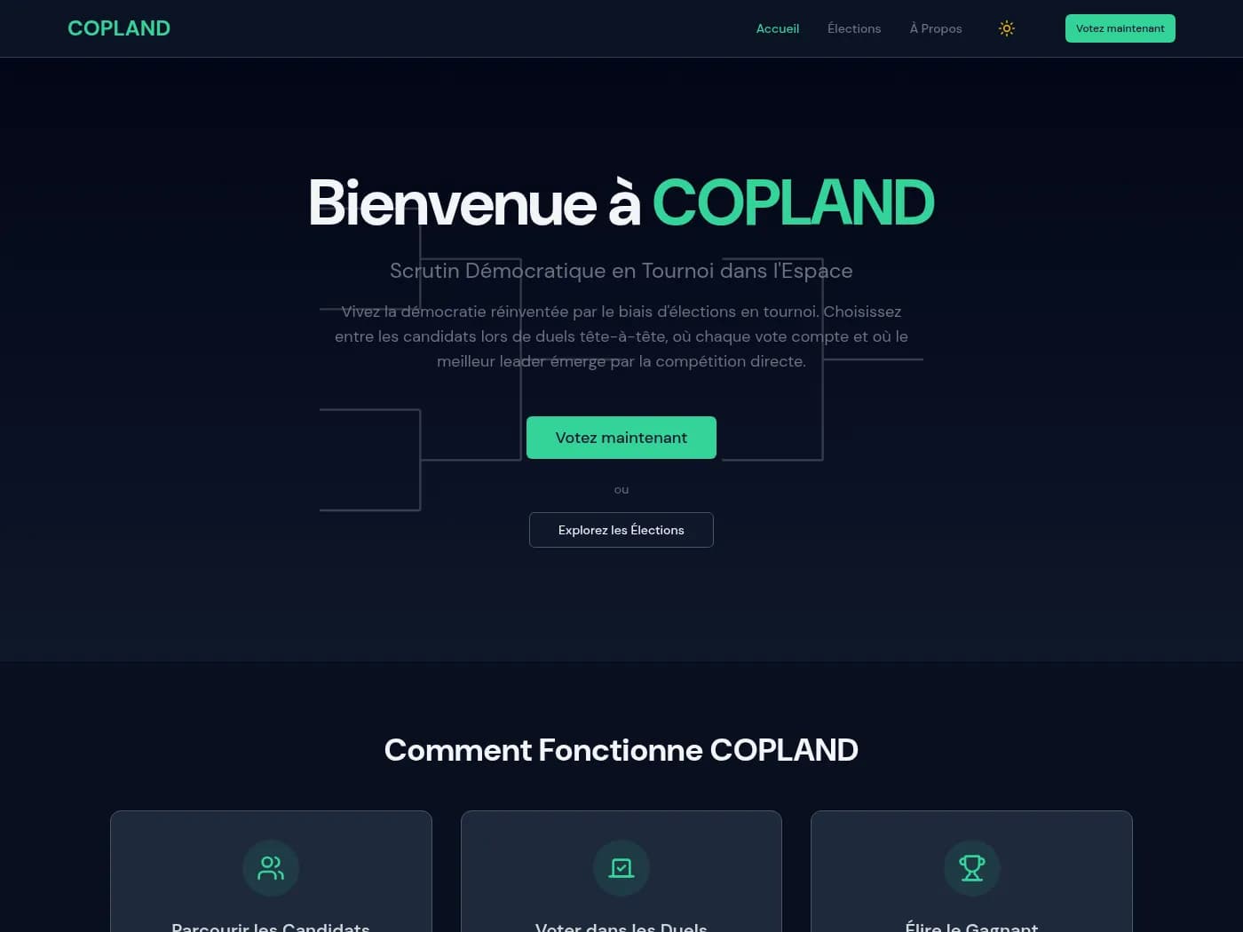 COPLAND – Tournament-Style Democratic Voting Web App with React & Tailwind CSS