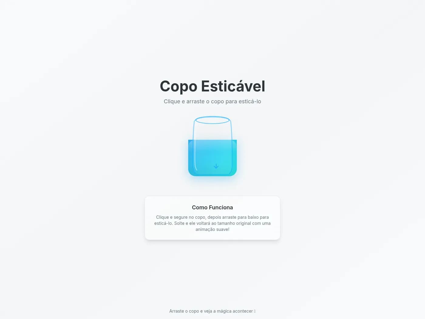 Copo Esticável Interativo com Animação por Clique e Arrasto