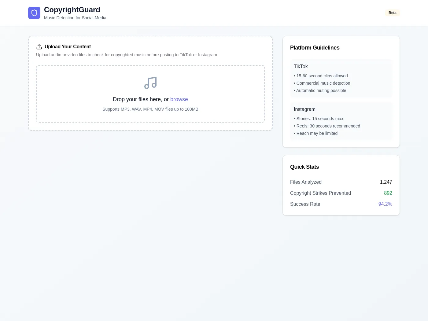Copyright Music Detector for Social Media