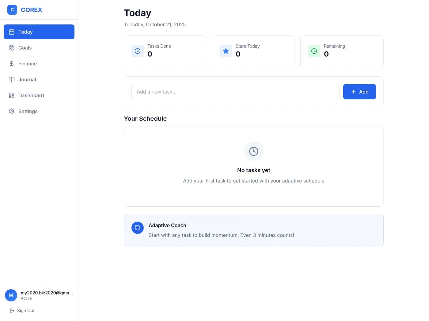 COREX — Adaptive Life Platform (Web & Mobile)