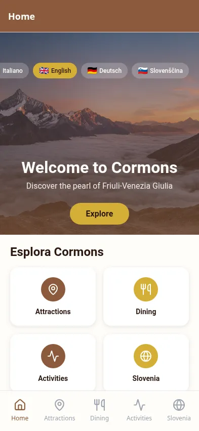 Cormons Explorer: Multilingual Travel Guide App for Friuli Venezia Giulia