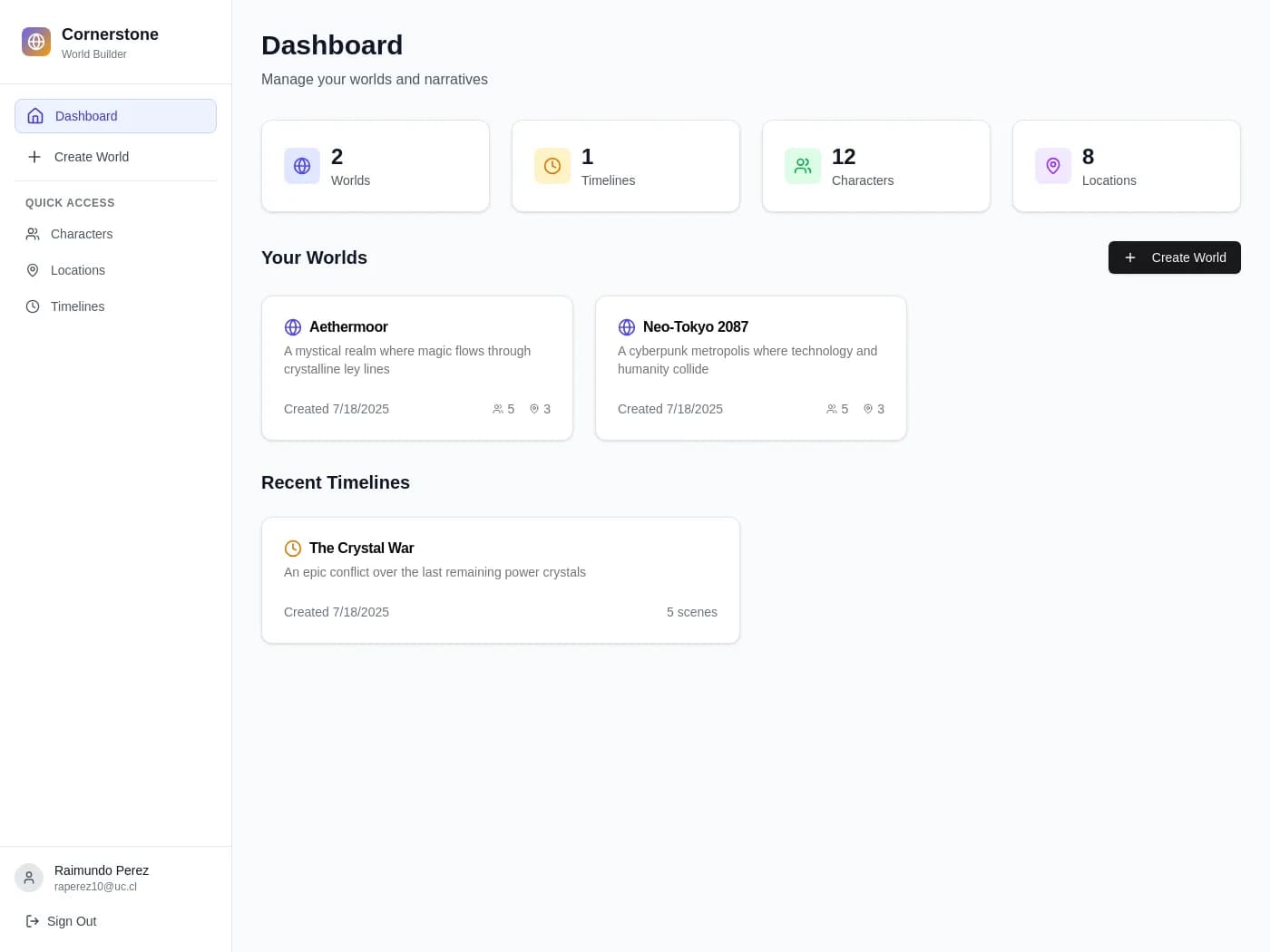 Cornerstone - Collaborative World Building & Narrative Design Platform