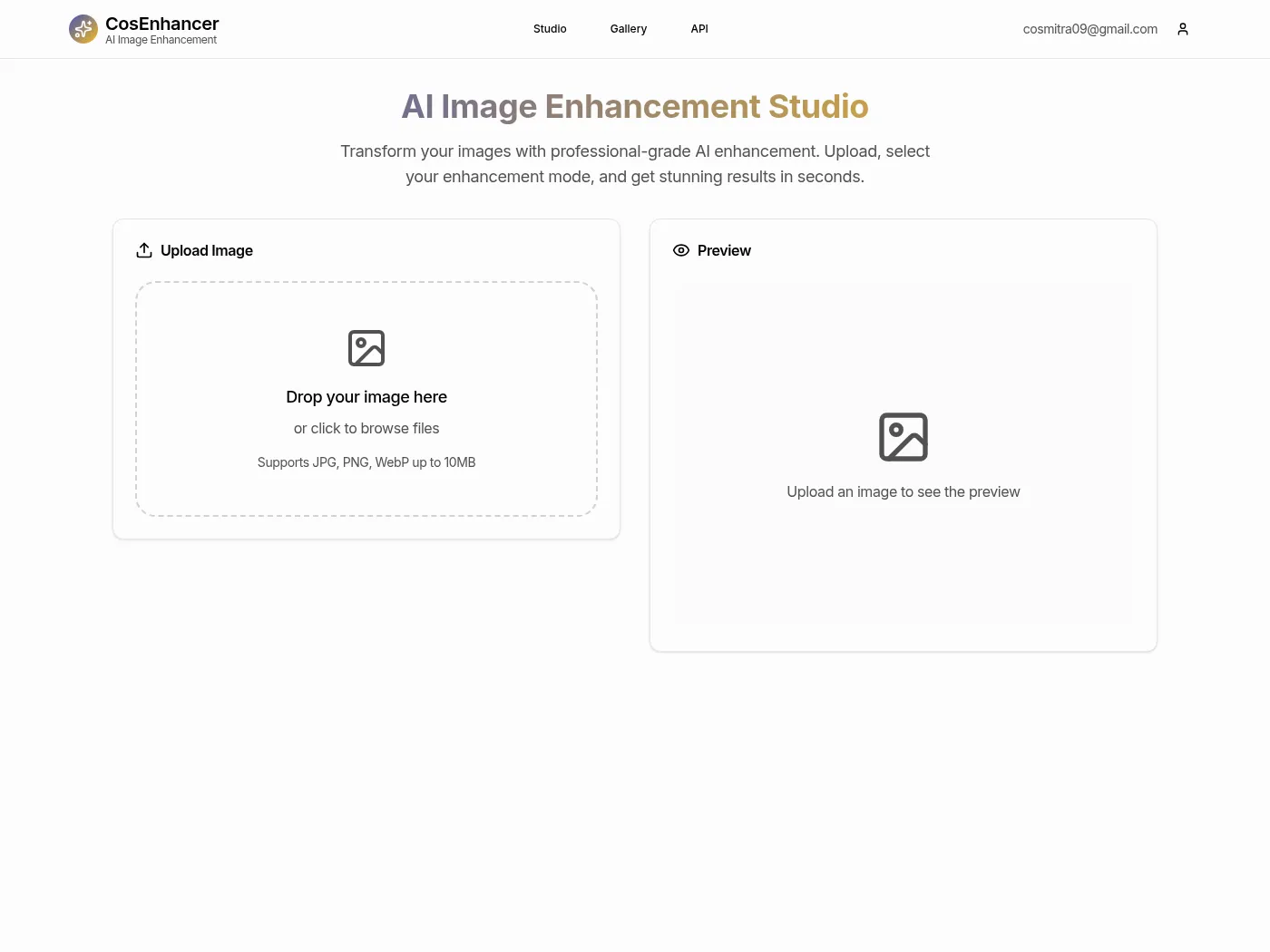 CosEnchancer: AI-Powered Image Enhancement & Upscaling Platform