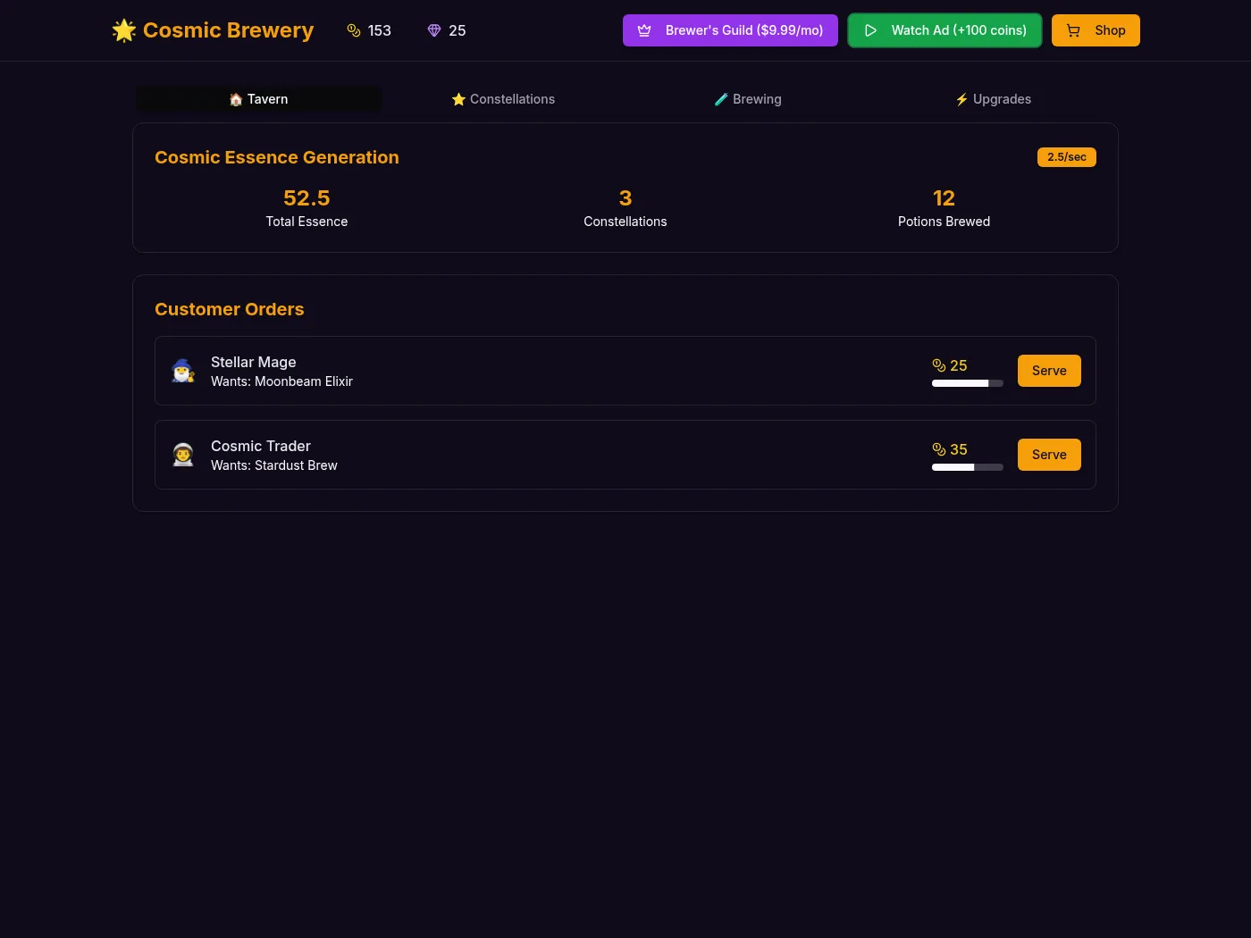 Cosmic Brewery: Idle Potion Tavern Game