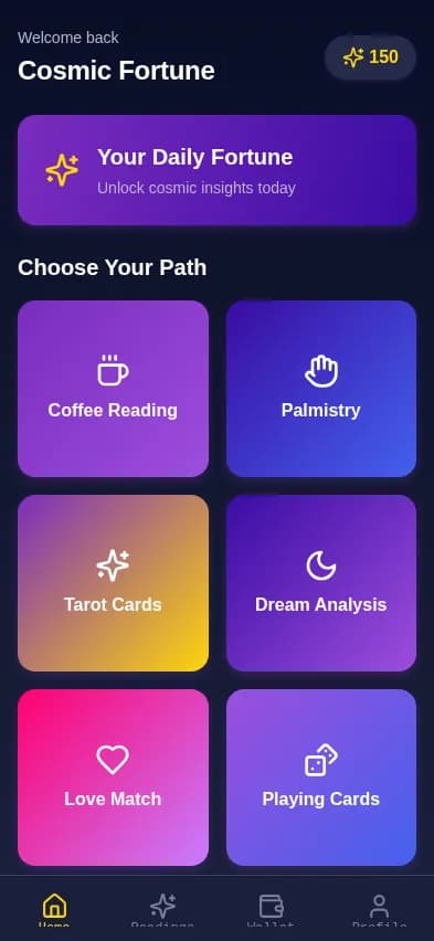 Cosmic Fortune AI App & Admin Dashboard