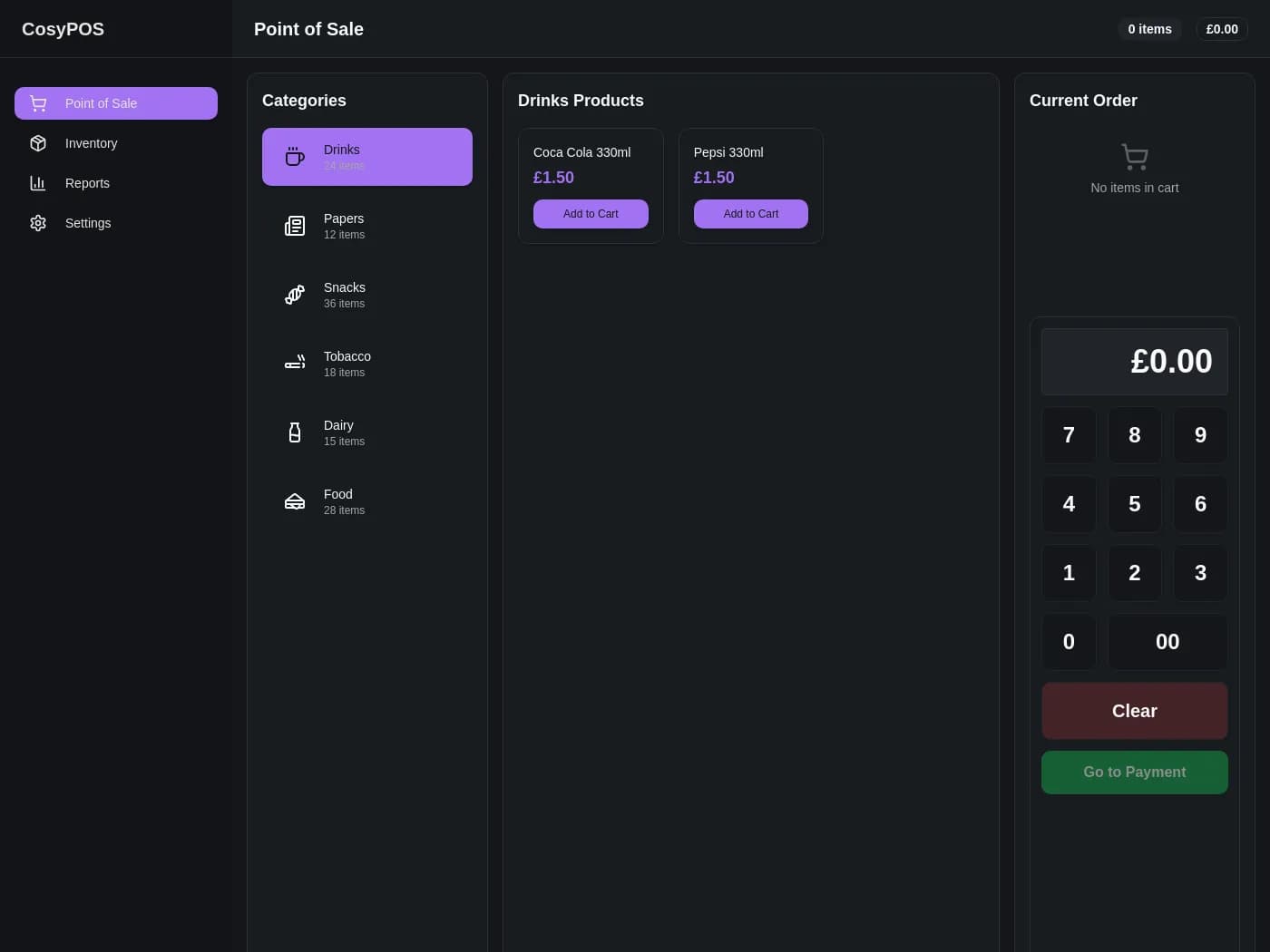 CosyPOS - Touch-First Point of Sale System