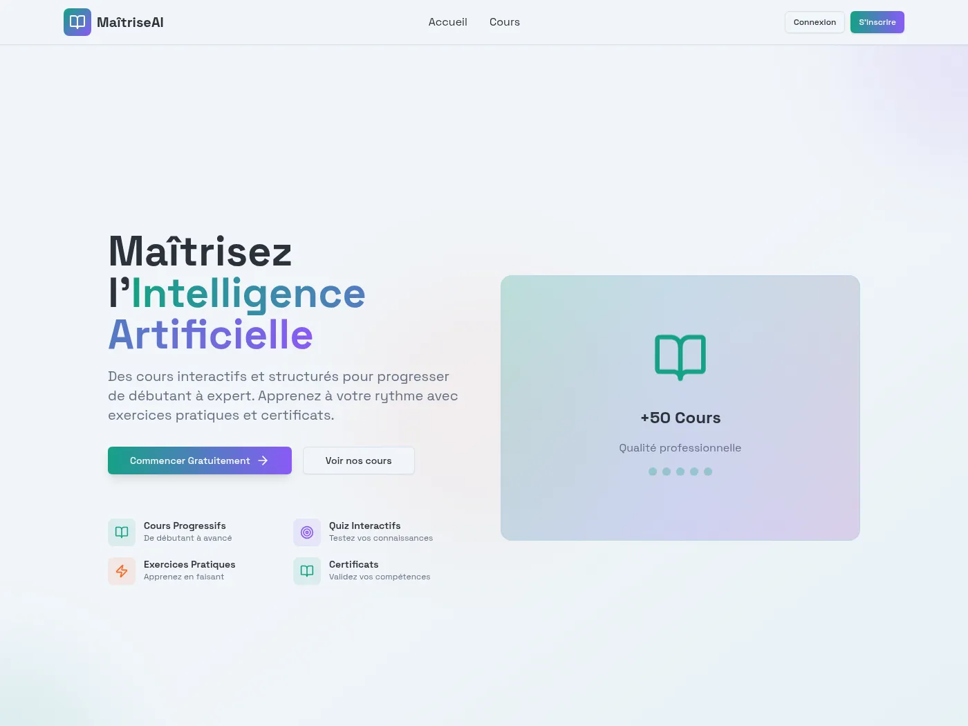 Cours Interactifs de Maîtrise de l'IA