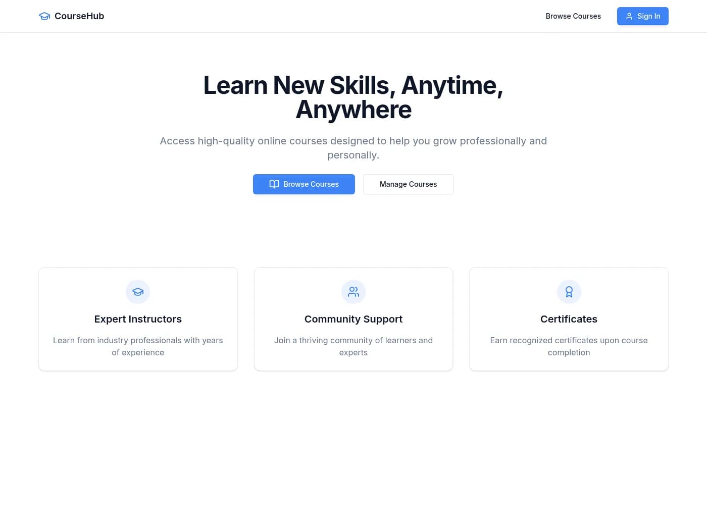 Course Sales Website with Self-Managed Content