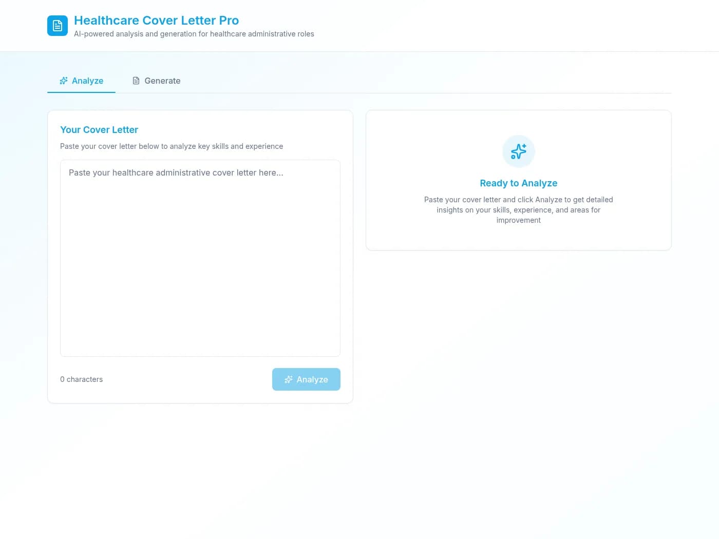 Automated Cover Letter Analyzer and Generator for Healthcare Admin Roles