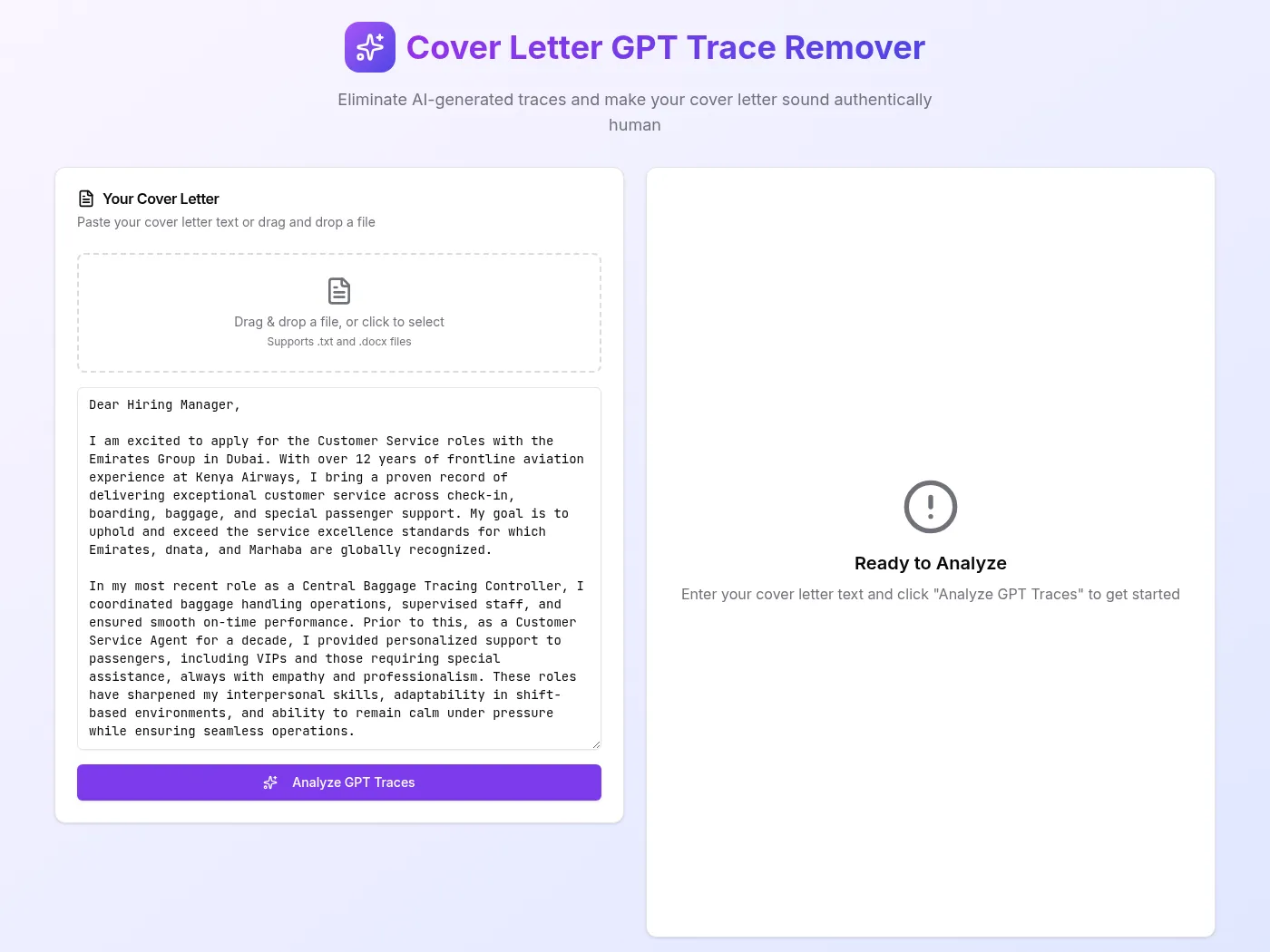 Cover Letter GPT Trace Remover
