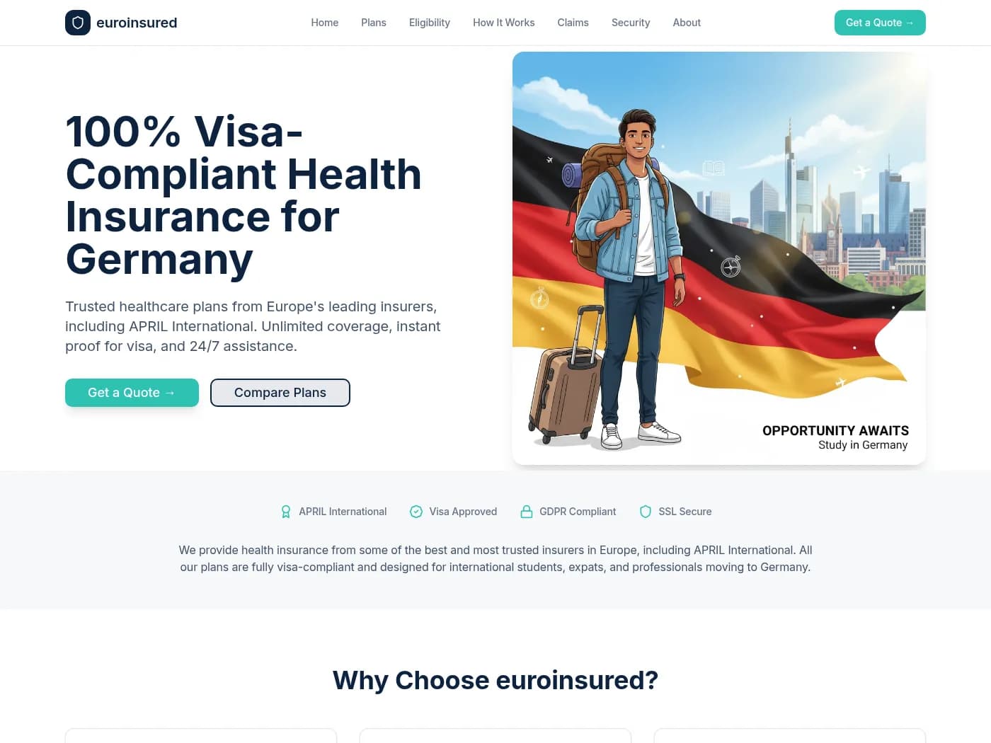 Coversure OÜ Visa-Compliant Health Insurance Web Platform