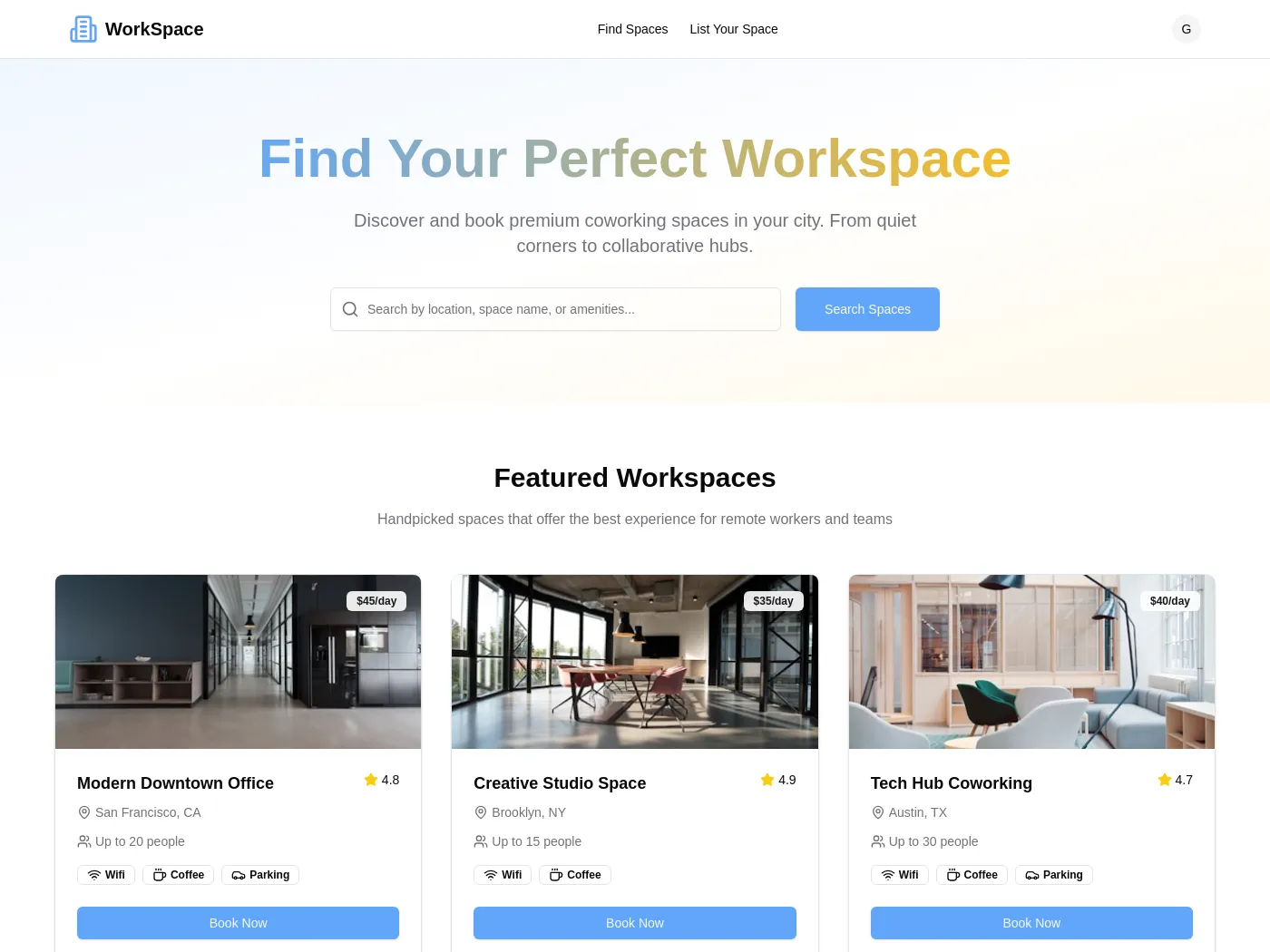 Coworking Space Marketplace