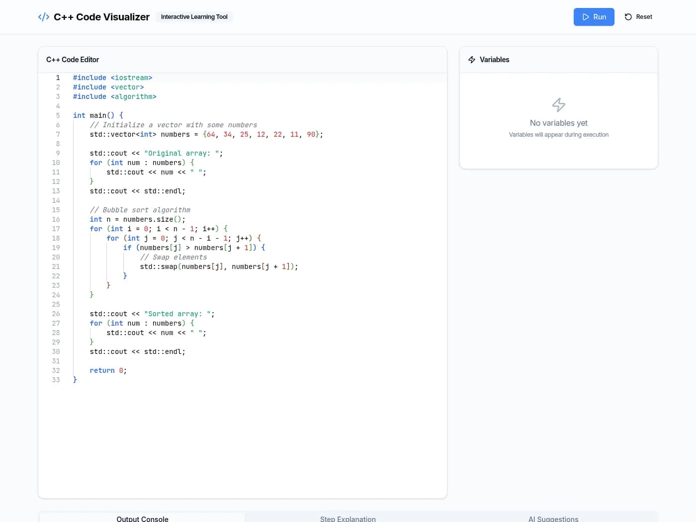 C++ Code Visualizer and Explainer