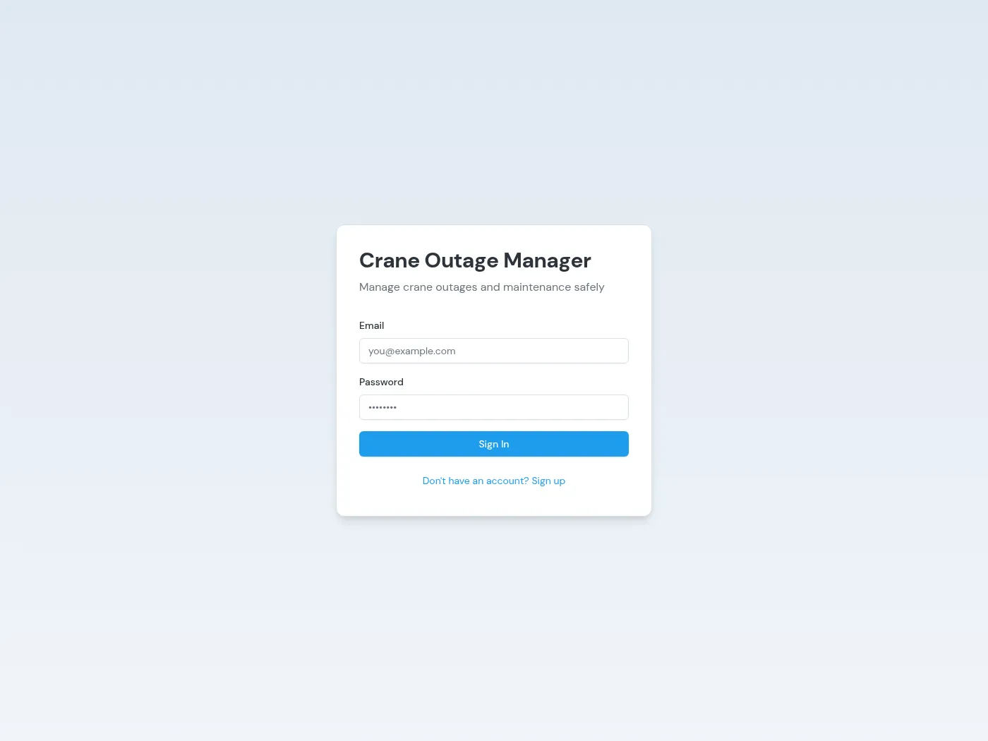 Crane Outage Management Dashboard