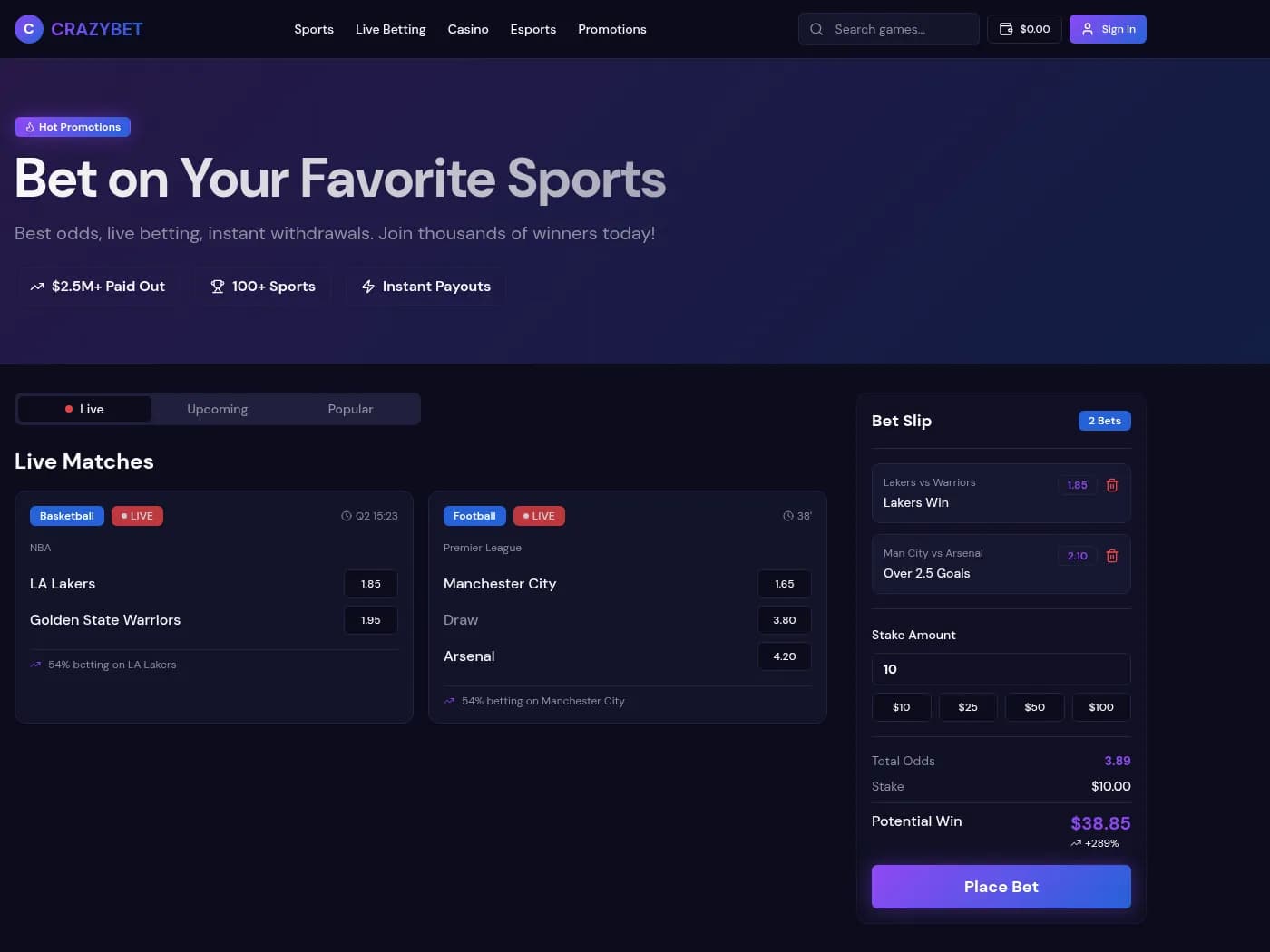 CrazyBet Clone
