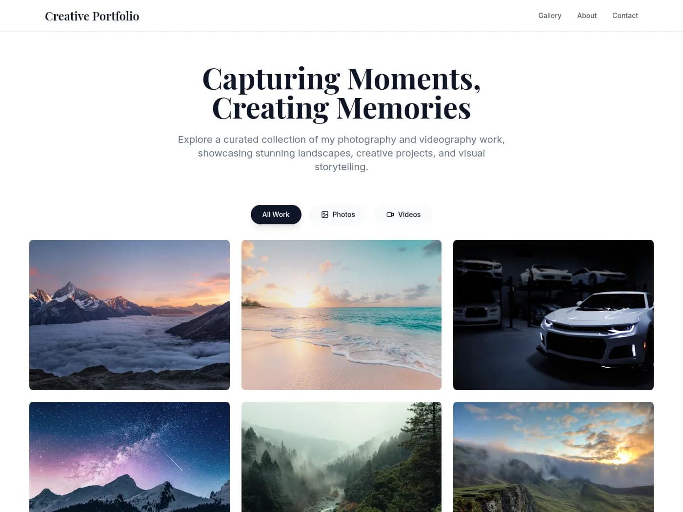 Creative Portfolio Gallery Website