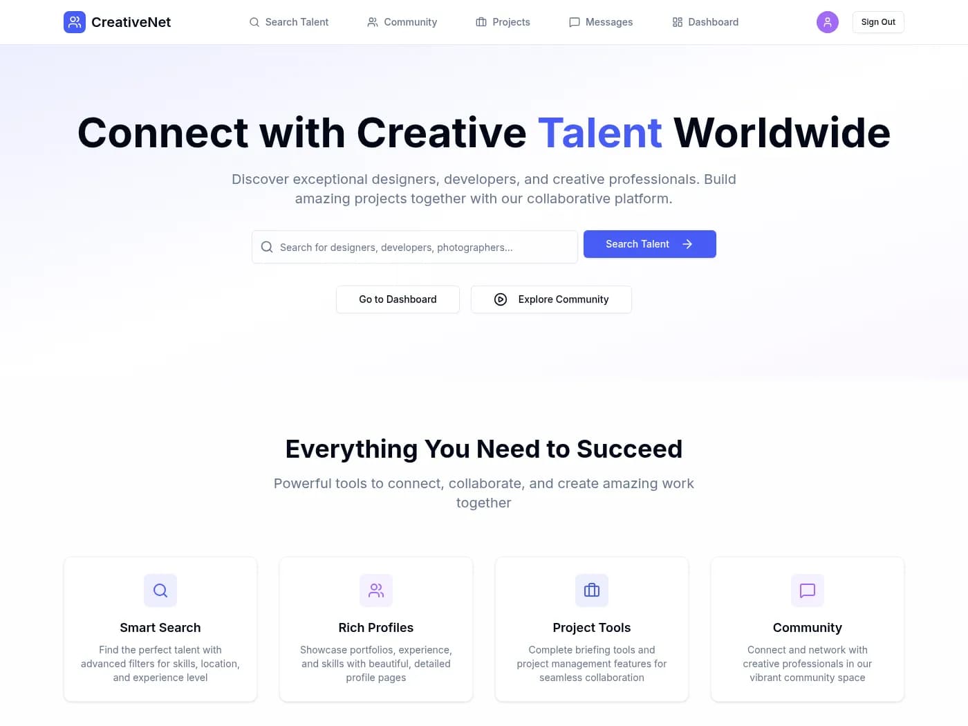 Creative Talent Network & Collaboration Platform