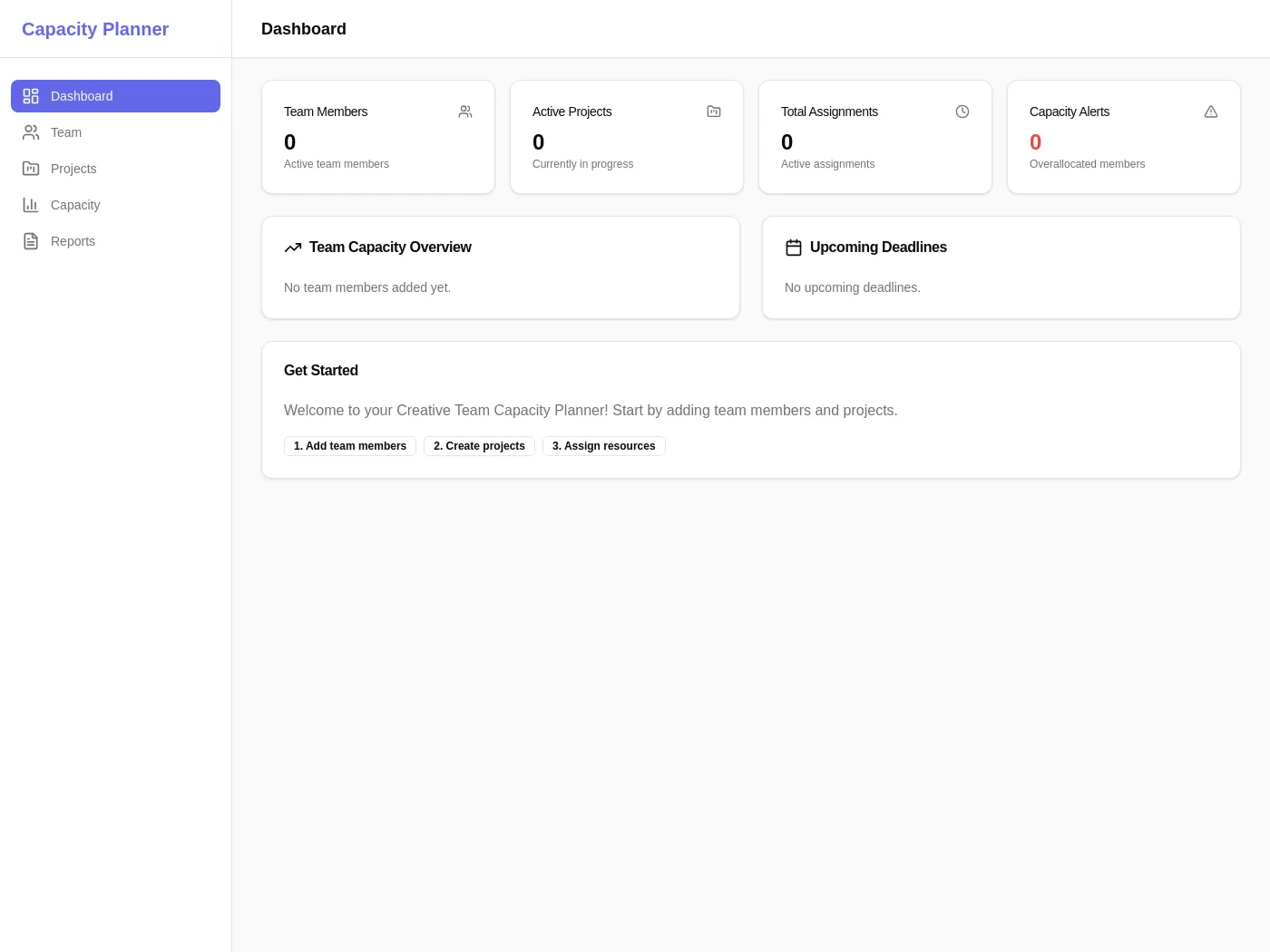 Creative Team Capacity Planner