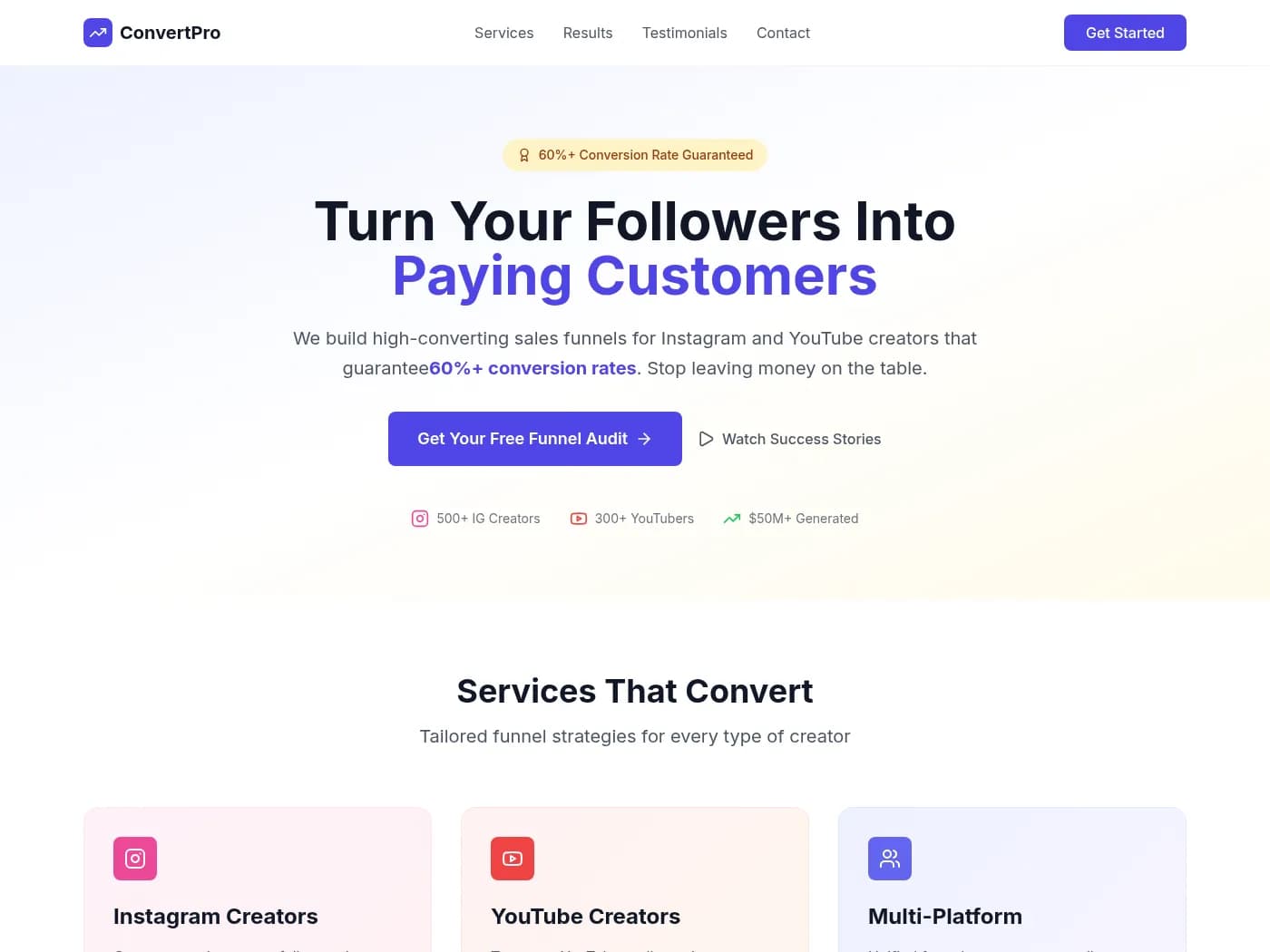 Creator Conversion Agency Website